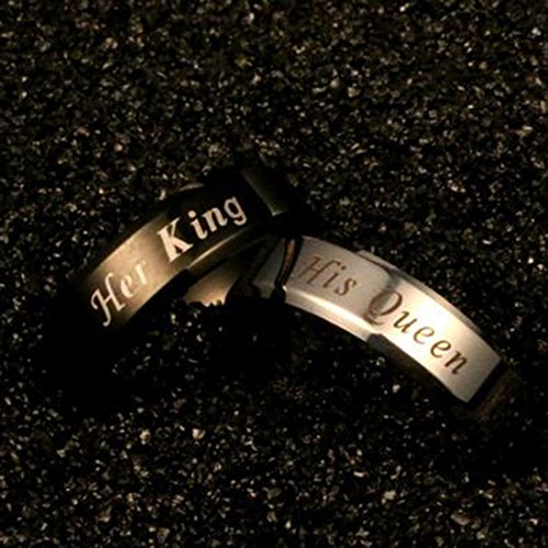 Little Chair Her King His Queen Titanium Stainless Steel Couples Finger Ring (His Queen, 7)