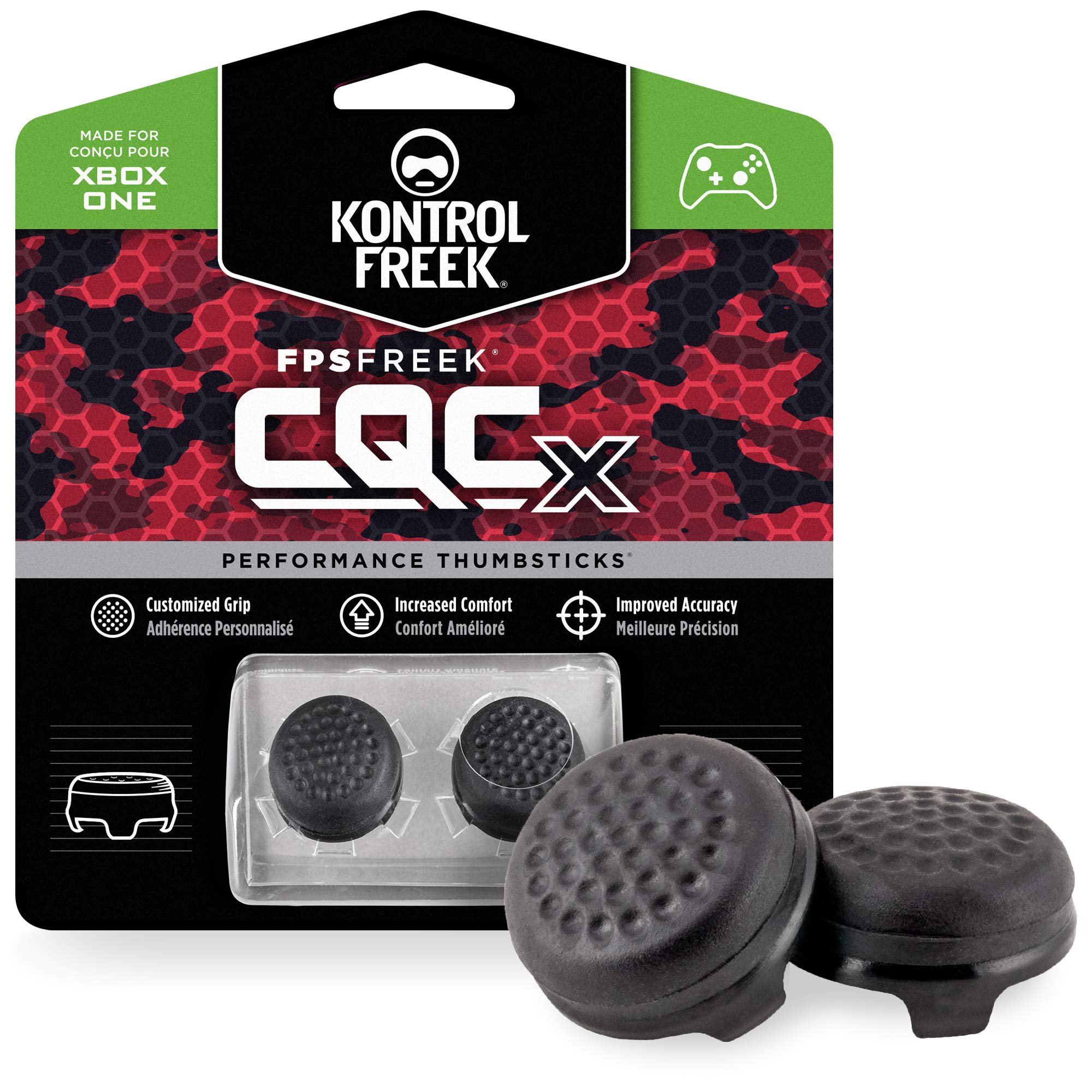 KontrolFreek CQCX Performance Thumbsticks for Xbox One 2 Mid-Rise Convex Thumb Grips Black