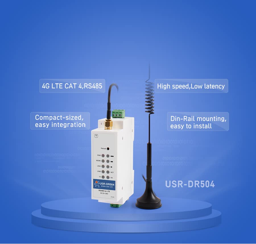 USR-DR504-G Din Rail RS485 Industrial Cellular Modems for M2M and IoT Applications X 1 Set