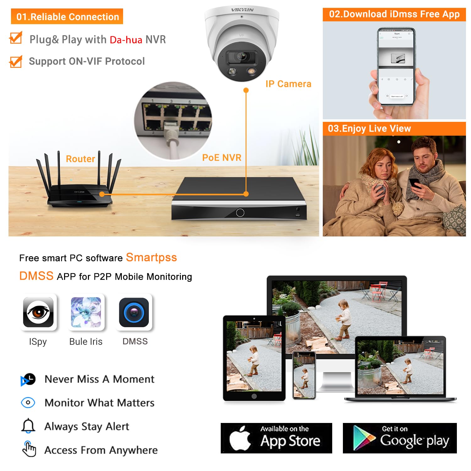 VIKYLIN 6MP IP Security Camera PoE, Indoor Outdoor Dome Camera with Mic/Audio, Human Vehicle Detection, 100ft IR Night Vision, Wide Angle 2.8mm Lens, IP67#YC2165I