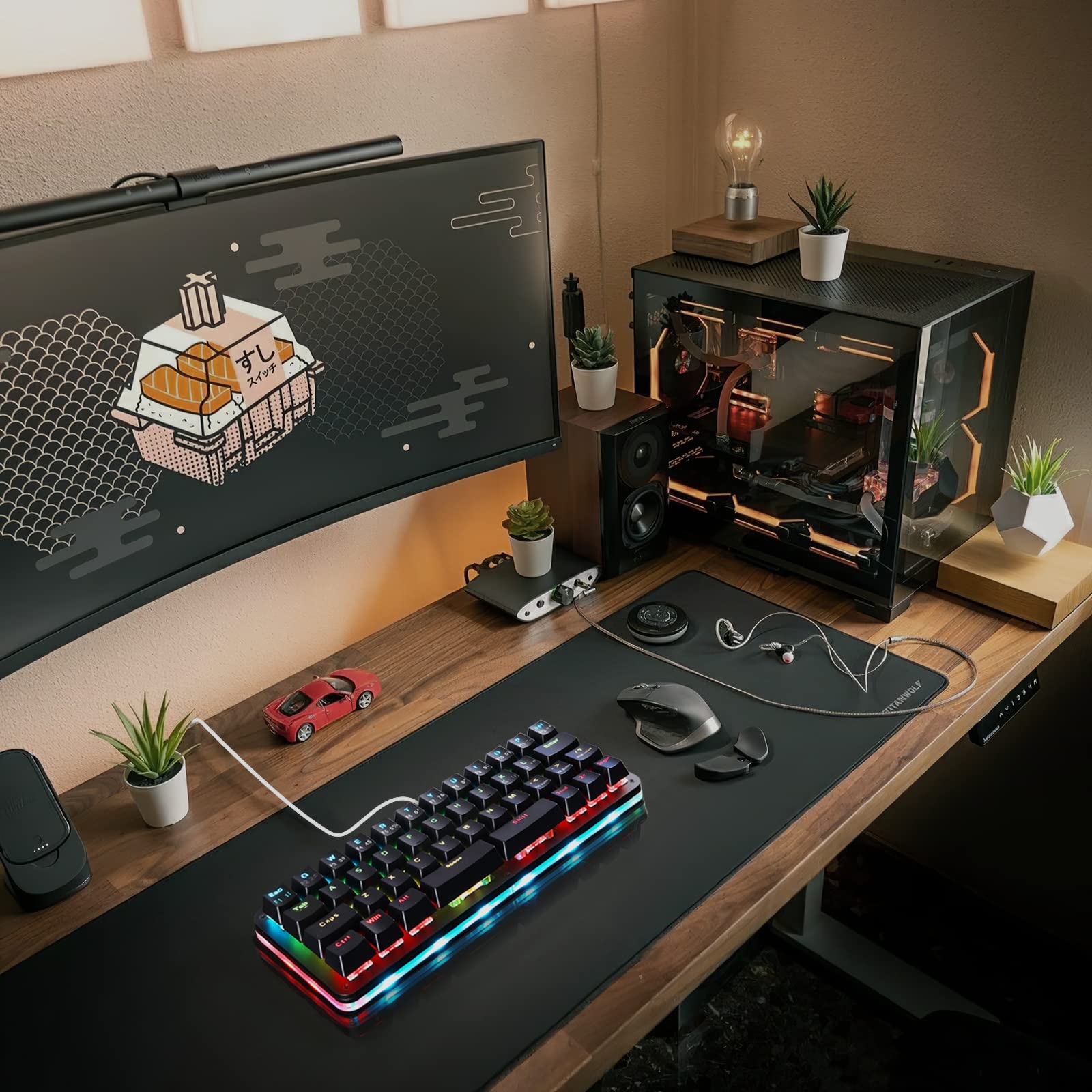 Koolertron Single-Handed Programmable Mechanical Keyboard with OEM Gateron Red Switch,All 46 Programmable Keys Tools Keypad,8 Macro Keys,PBT Keycap.[SMKD72-B]