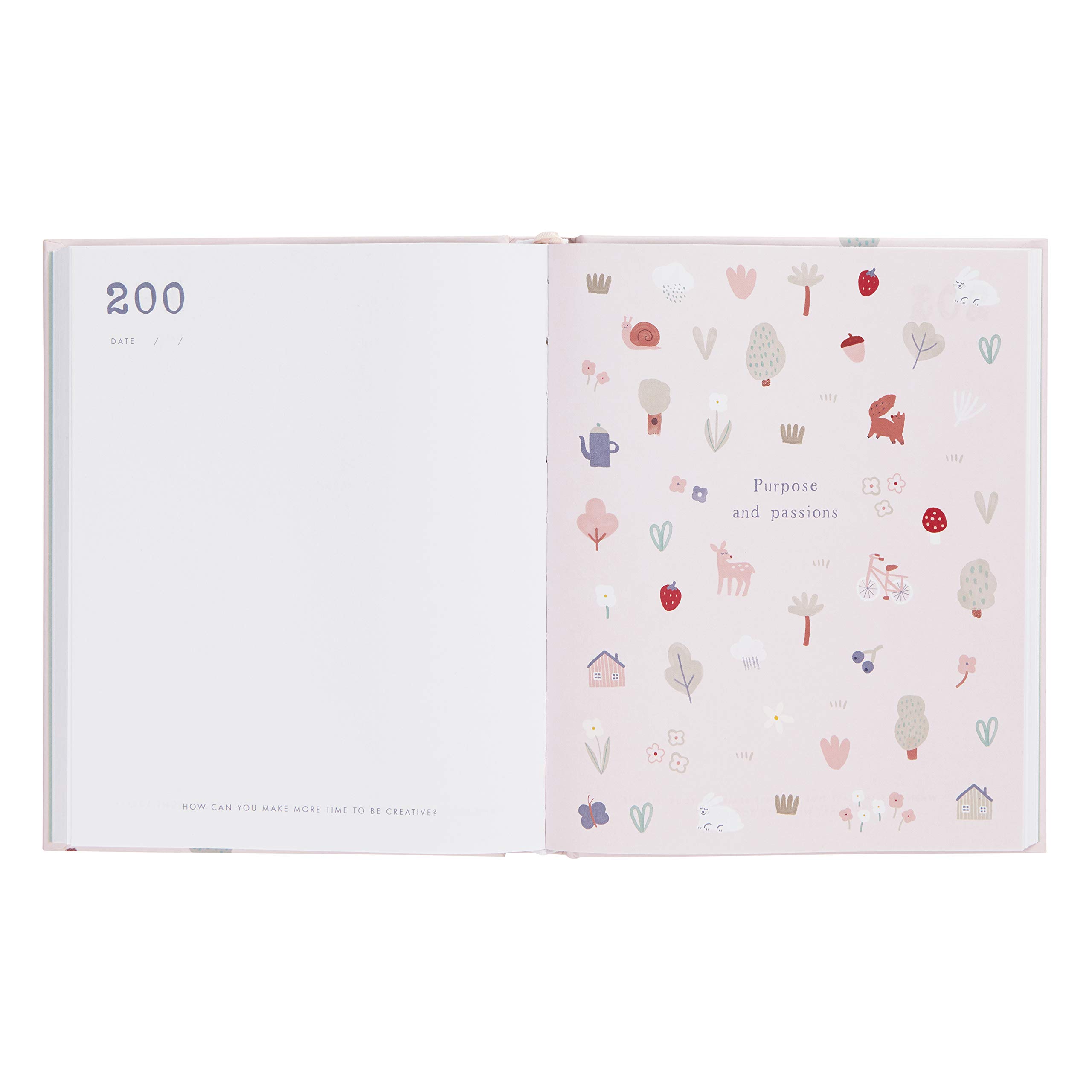 kikki.K Woodland Wanders Designer Collection - 365 Journal, Hard Cover Notebook with 365 Blank Numbered Pages and Promoting Questions for Yearly Journaling