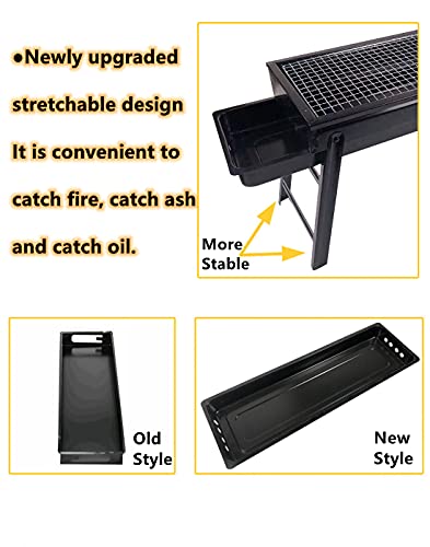 Xicennego Portable Charcoal Grill Outdoor Grill With Handle Foldable BBQ Grill For Picnic Beach Terrace Backyard Barbecue(Large)