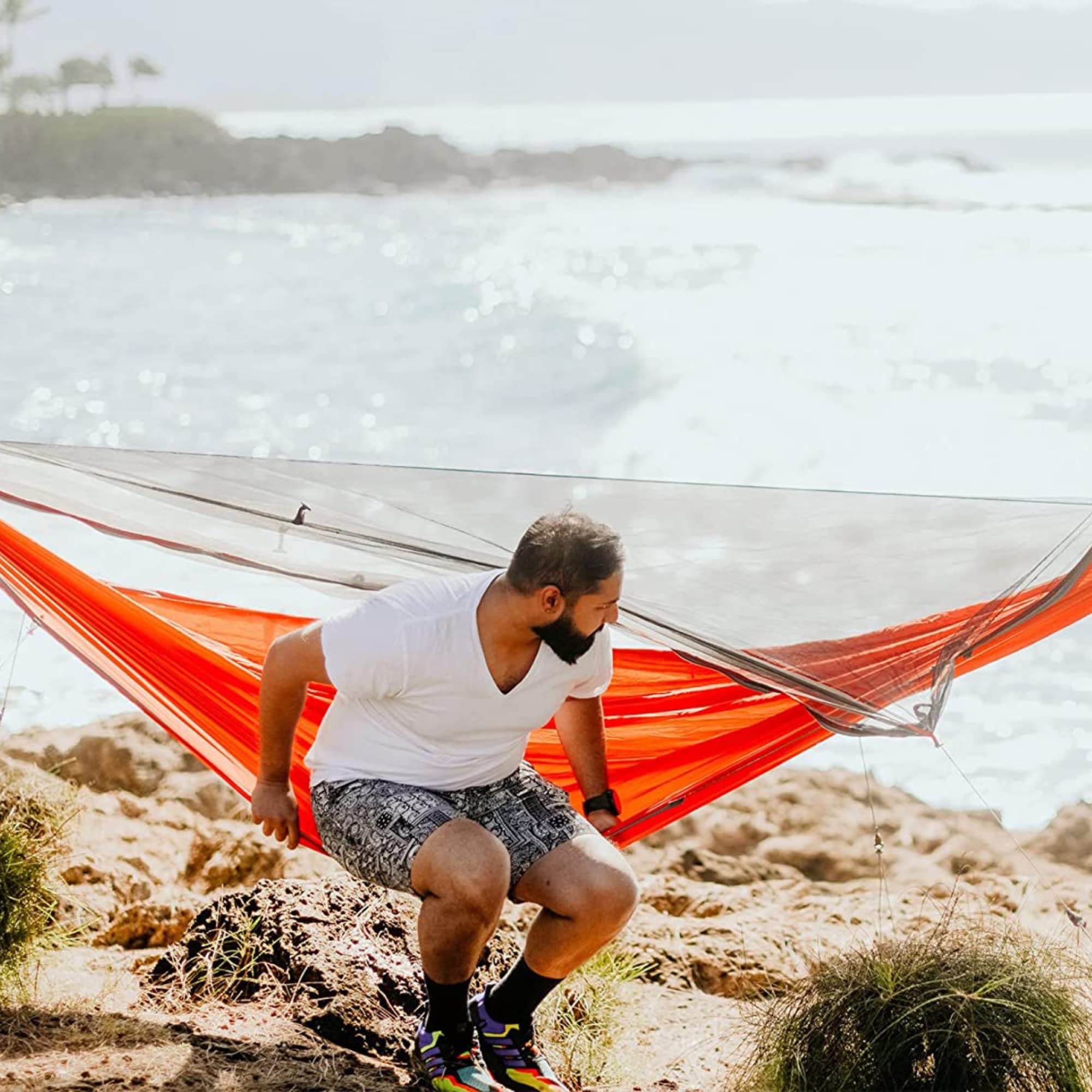 KAMMOK Mantis Ultra Light Hammock, All Seasons, Mosquito Net, Storage Bag, Camping, Outdoor Activities - Granite Gray