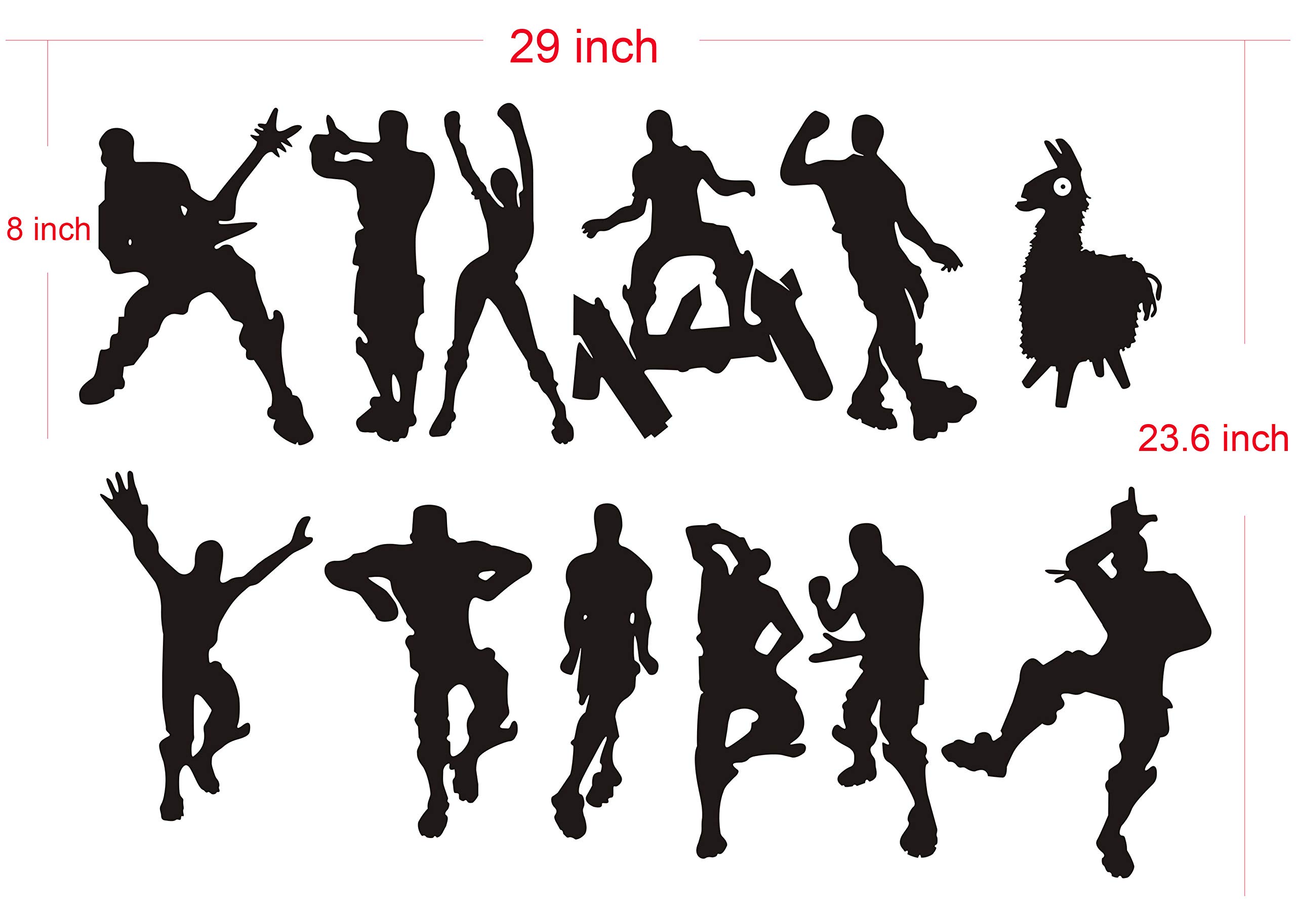 Large Game Wall Decal Poster Dancing Peel & Stick Poster Decals Floss Dancing Game Nursery Kids Room Game Stickers (Black)