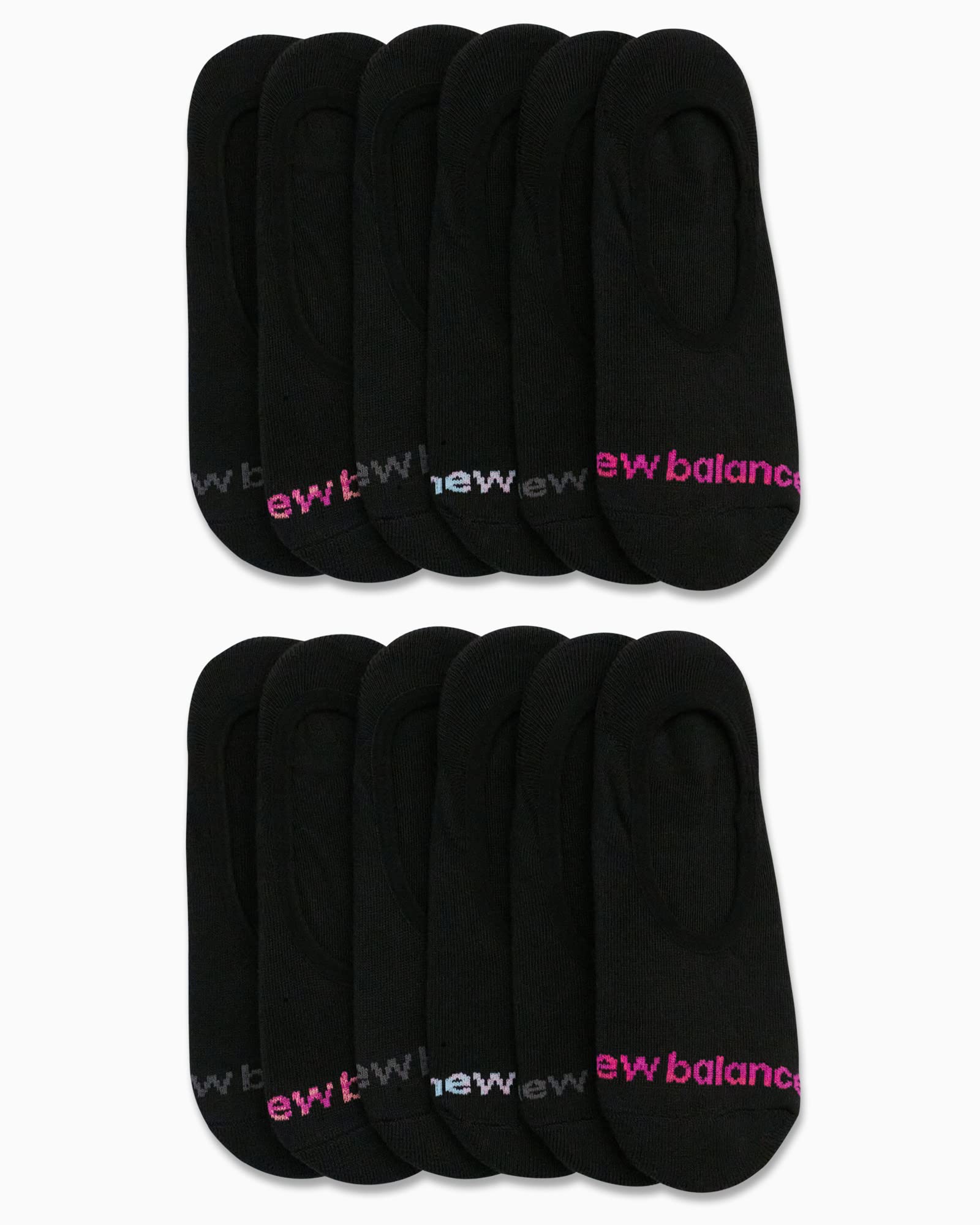 New Balance Women's Athletic Socks - Cushion No Show Liner Socks (12 Pack), Size Shoe Size 4-10, Black - Low