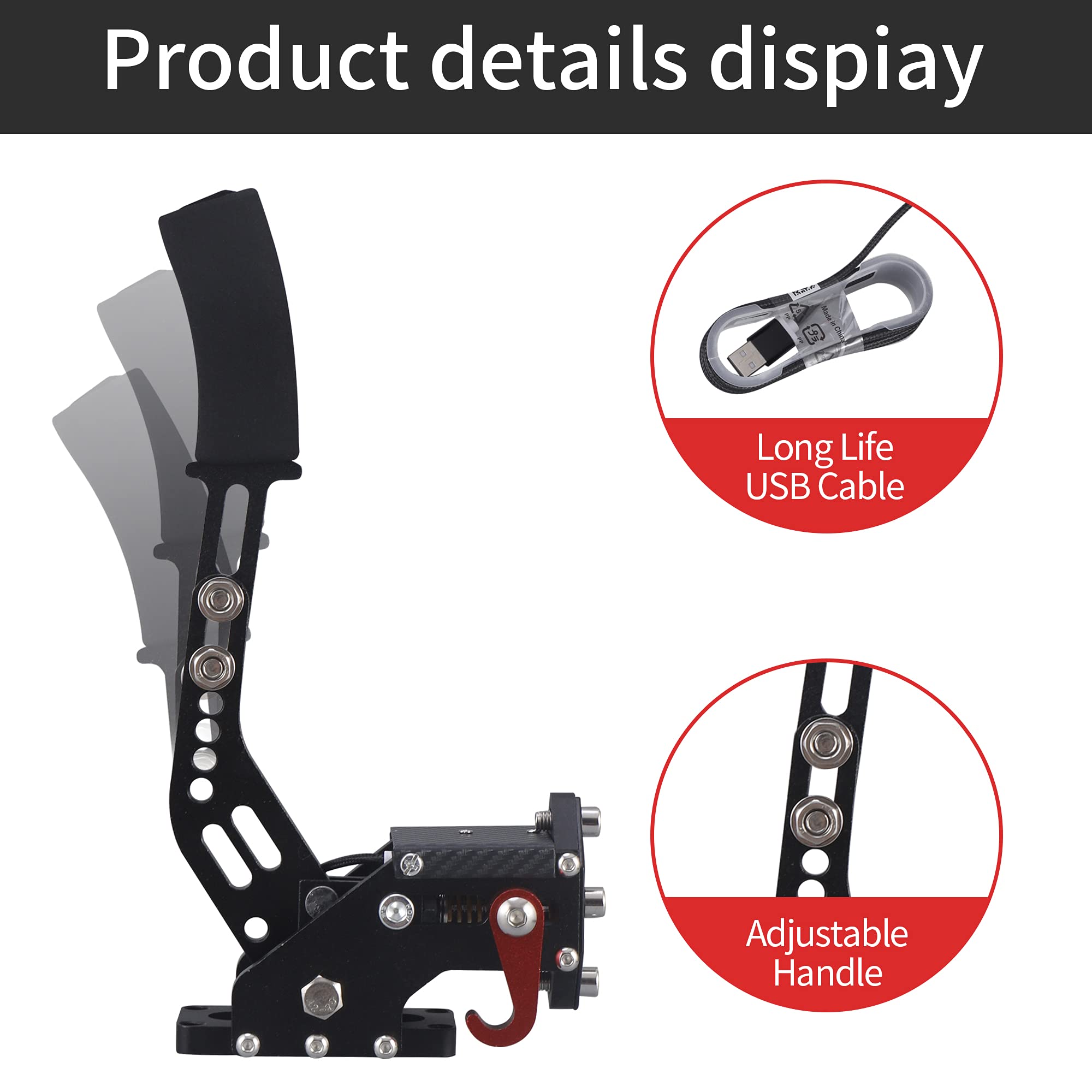 MILVBUSISS USB Handbrake, 14Bit PC Handbrake with Clamp Suitable for Sim Drift Racing Game，usb e brake Hand Brake for Logitech Shifter G27 G29, Black(PC System only)