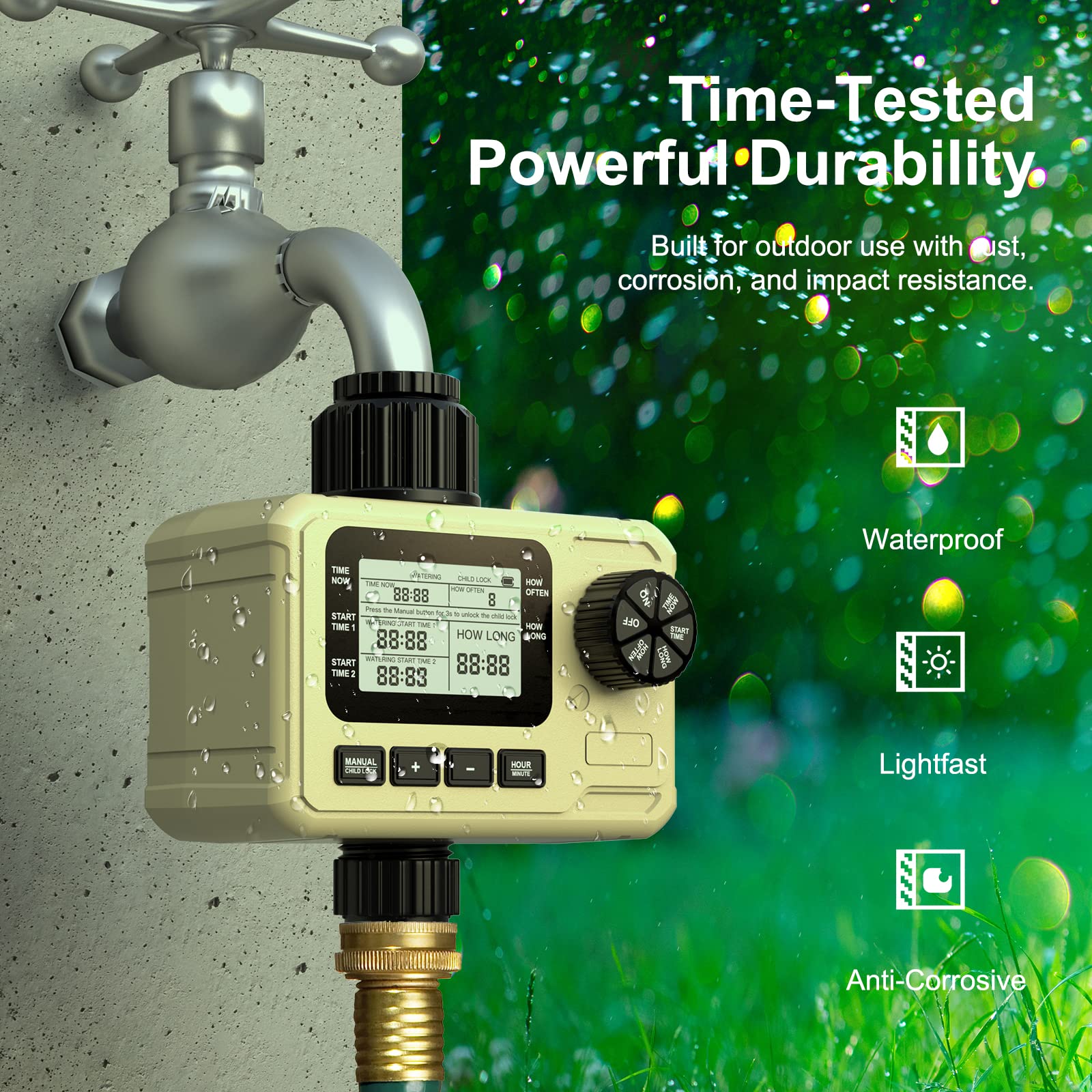 Sprinkler Timer, Programmable Water Timer for Garden Hose, Automatic/Manual Watering, IP65 Waterproof, Ideal for Outdoor Garden Faucet, Drip Irrigation System, Yard/Lawn Watering,