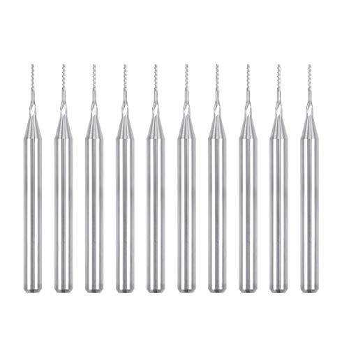 uxcell 10Pcs 0.5mm Carbide End Mill Engraving Milling Cutter CNC Router Bits for PCB Machine, 1/8" Shank