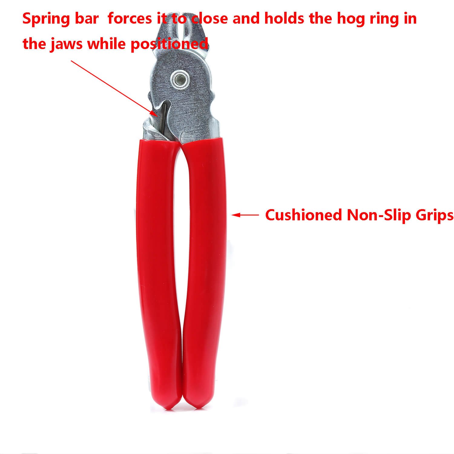 Straight Hog Ring Pliers Set & 200pcs Galvanized Hog Rings β Upholstery Installation Kit for Bungee/Shock Cords/Animal Pet Cages/Bagging/Traps/Sausage Casing/Meat bags/Fencing/Railing by NIDAYE