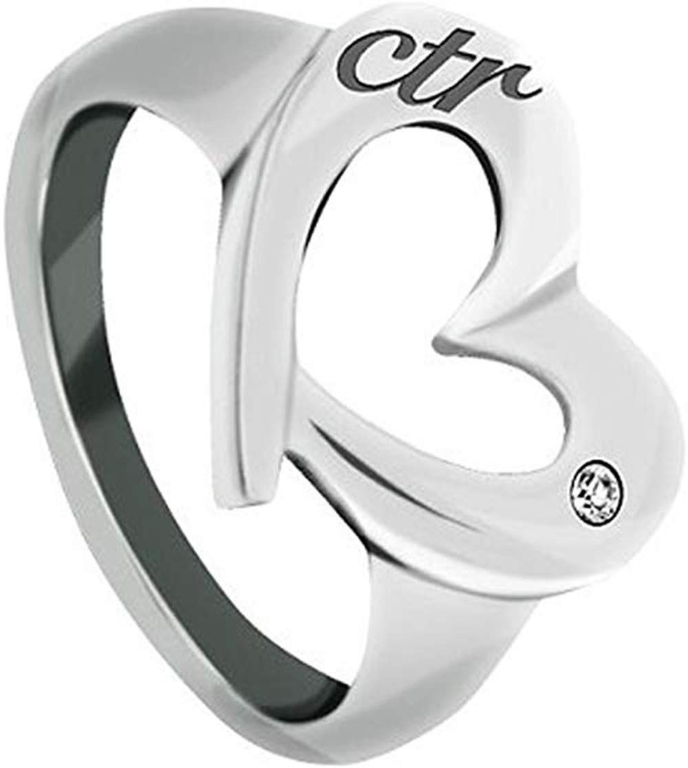 J149 Size 10 Stainless Steel Love Heart Women's Ring Mormon One Moment In Time LDS CTR