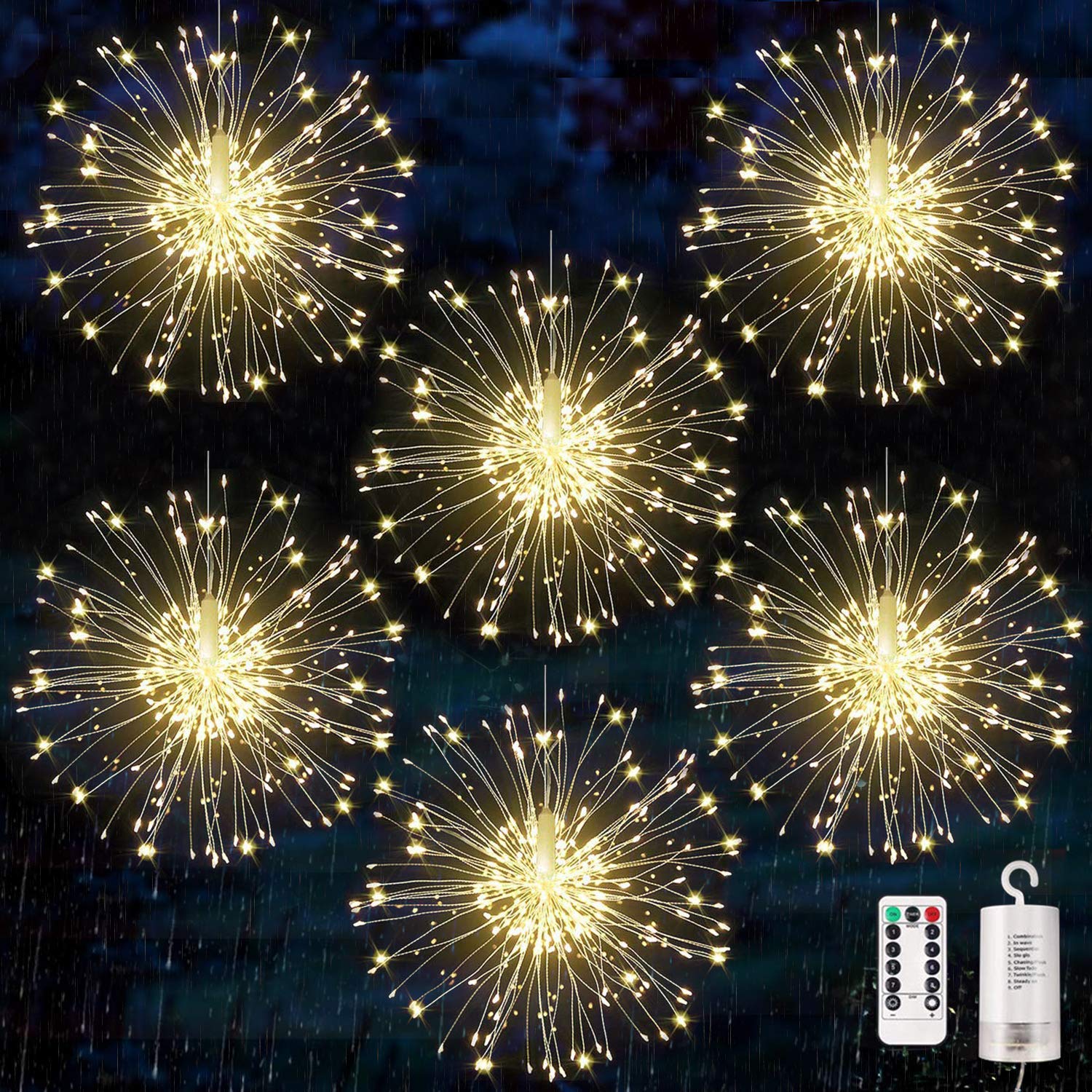 KIKILIVE 4 Pack Hanging Christmas Lights, LED Copper Wire Lights Fairy String Lights, Dimmable Decorative Twinkle Lights 8 Modes Waterproof with Remote Control for Garden Wedding Party