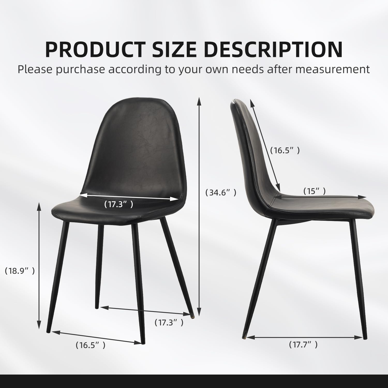 JALOURT Dining Chairs Set of 4,PU Leather Dining Chairs,Modern Upolstered Kitchen Chairs with Metal Legs,Side Chair for Dining Room, Living Room,Kitchen,Black