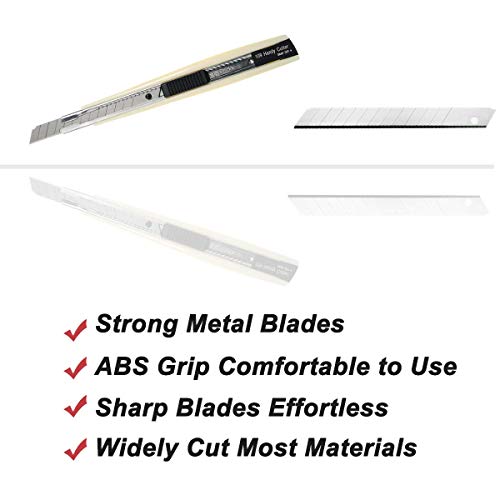 WEKOIL 30Pcs Snap Off Utility Knife Blades with 3 Pcs Delicate 9mm Auto Lock Art Knives Craft Cutters Box Paper Cutters Graphic Knife for Office Home Garage Warehouse,White