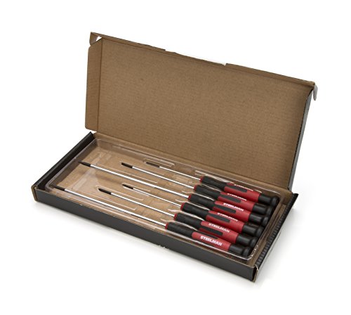 STEELMAN Precision Steel Shaft 6-Piece Long Electronics Screwdriver Set, Variety of Slotted/Phillips Sizes, Swivel-Head, Magnetic Tips