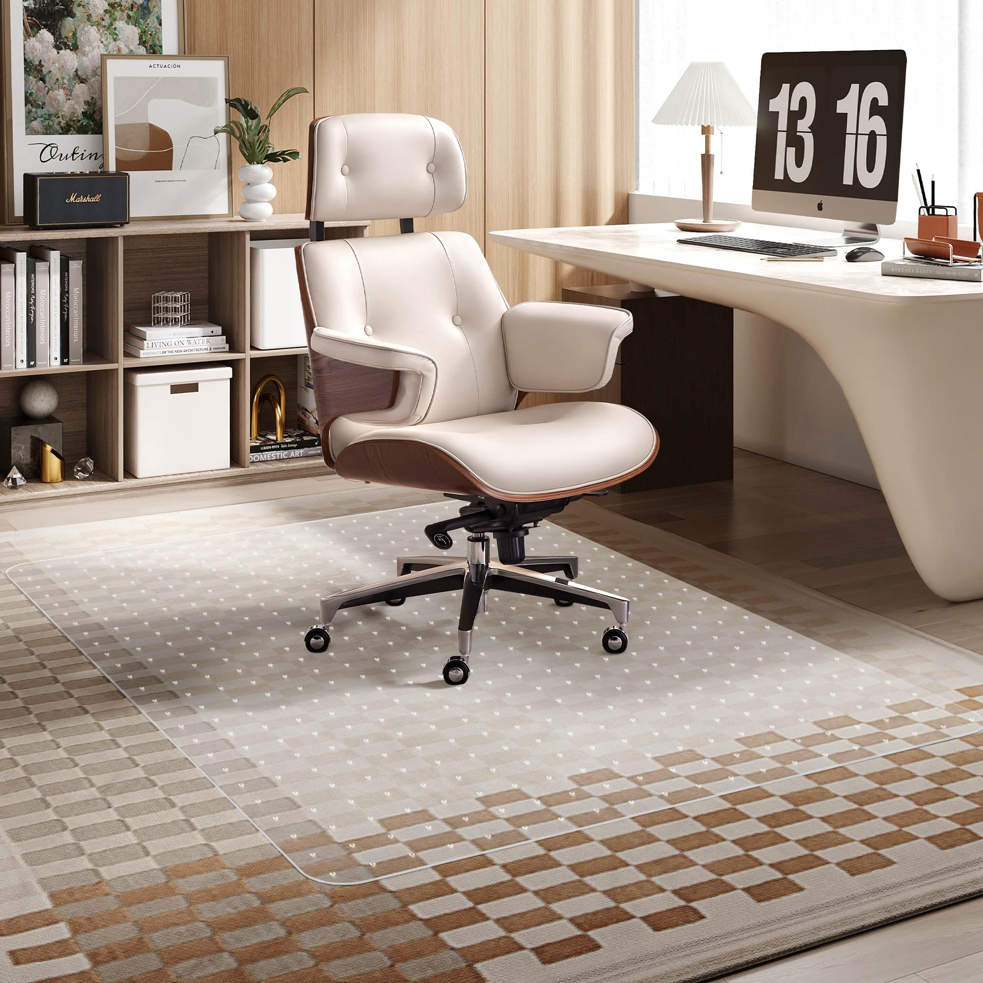 Large Office Carpet Chair Mat, 48” x 60” Desk Chair Mat for Low Pile Carpeted Floors, Easy Glide Floor Protector for Rolling Chair, Plastic Mat for Home, Office (Rectangle)