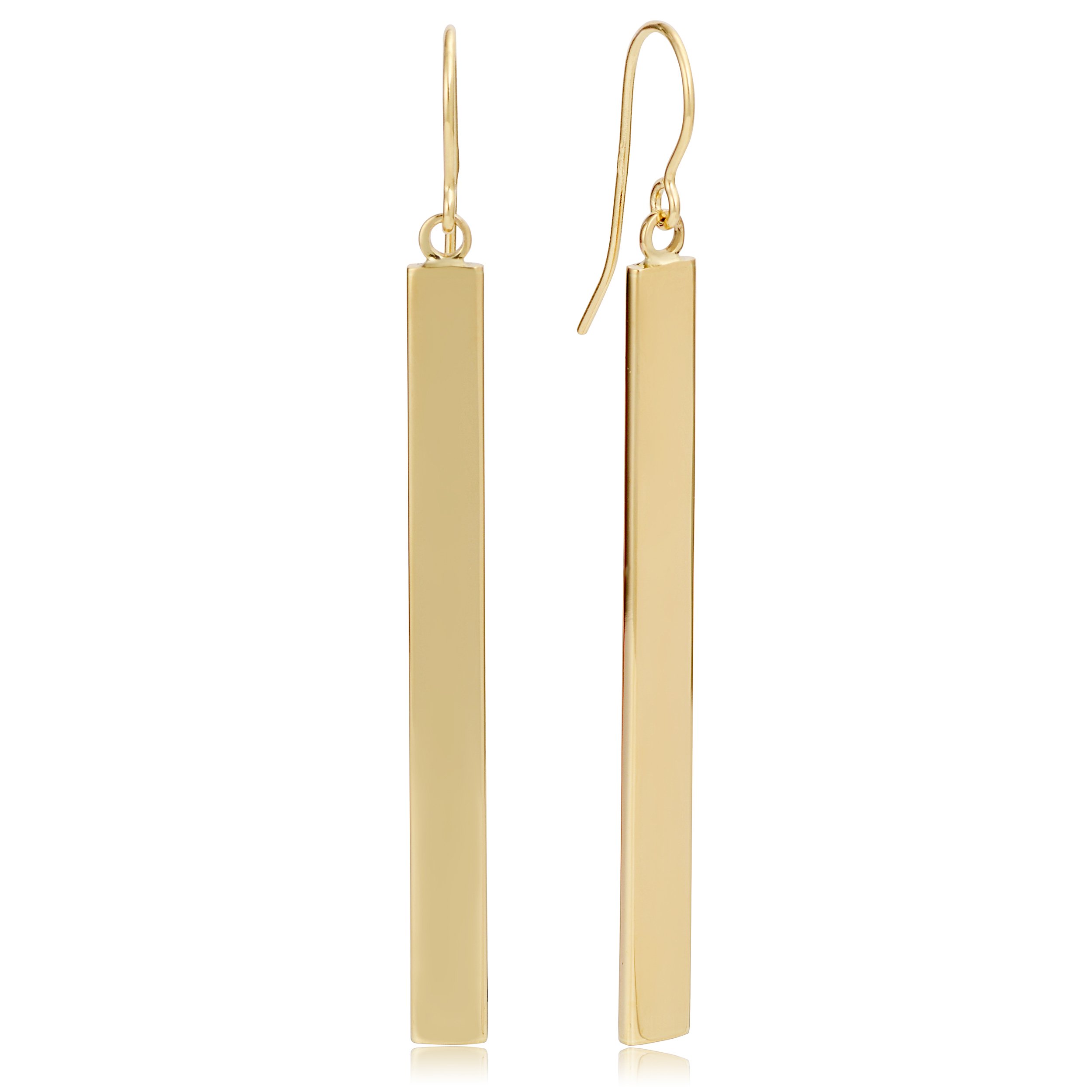 KoolJewelry 14k Yellow Gold High Polish Bar Drop Earrings (4 mm wide x 41 mm long)