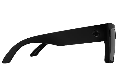 SPY Optic Bowery, Square Sunglasses, Color and Contrast Enhancing Lenses, Black - Gray Polarize Lenses