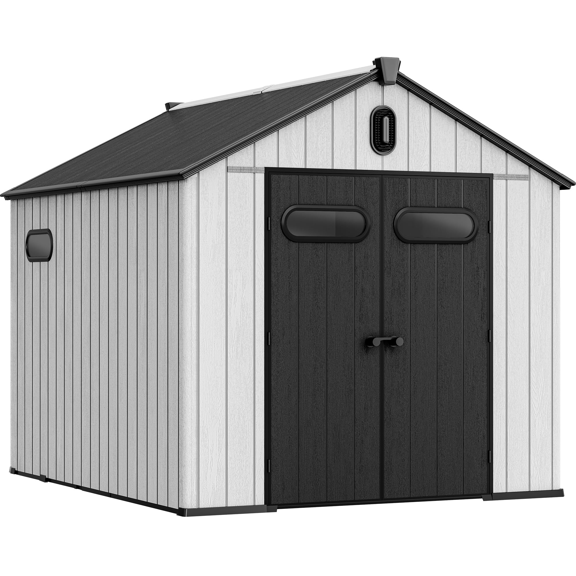 YITAHOME 8x10ft Resin Storage Structure, Outdoor 544 cuft Plastic Garden Storage Unit with Windows, Vents and Lockable Entrance, Waterproof Tool Organizer with Flooring for Lawn Equipment