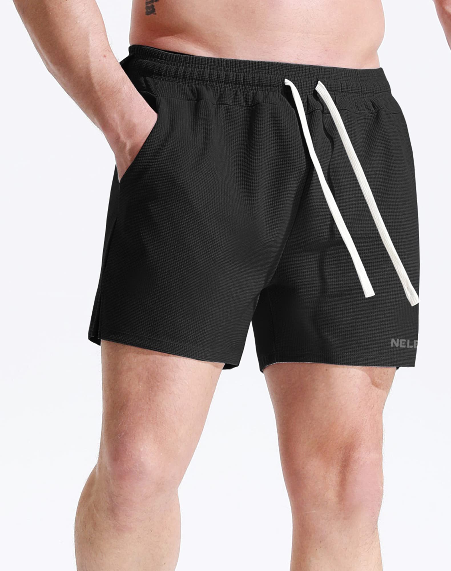 NELEUS Men's 7 inch Running Shorts Athletic Gym Workout Shorts with Pockets,6001,3 Pack,Black/Grey/Navy Blue,2XL