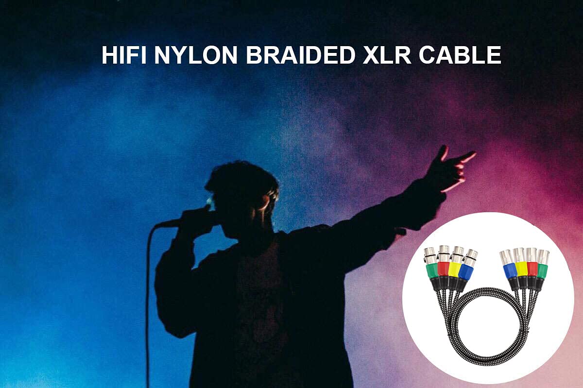 KINXIYU XLR Cable 6 FT/4 Pack, Microphone Cable 3 Pin Nylong Braided Balanced XLR Male to XLR Female Heavy Duty Mic Patch Cords
