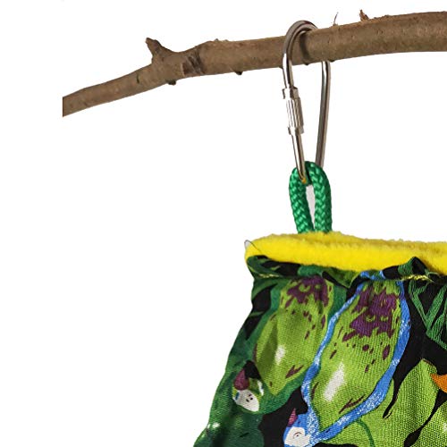 Summer Sunshade Bird Nest Tropical Rainforest Printed Triangle Parrot Hammock Hanging Sleeping Bed Bird Supplies- Size S (Green) Pet House Supplies