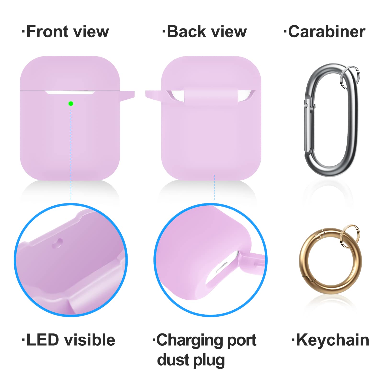 MOLOPPO for AirPods Case Cover with Cleaning Pen,Soft Silicone Protective Cover with Buckle for Women Men Compatible with Apple AirPods 2nd 1st Generation Charging Case, Front LED ,Rose Pink