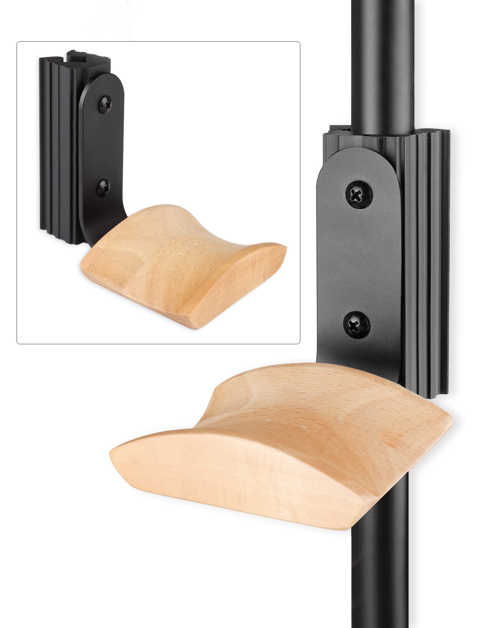 Mr.Power Universal Mic Stand Wooden Headphone Holder Headset Hanger on Microphone Stand for All Headphones Size
