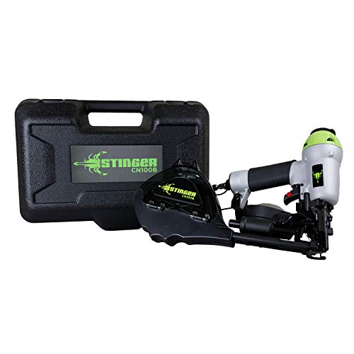 STINGER CN100B Pneumatic Cap Nailer, 1" Cap Diameter, 1" Nail Length, Collated Cap Nails for Roofing Underlayment & House Wrap (0136252)