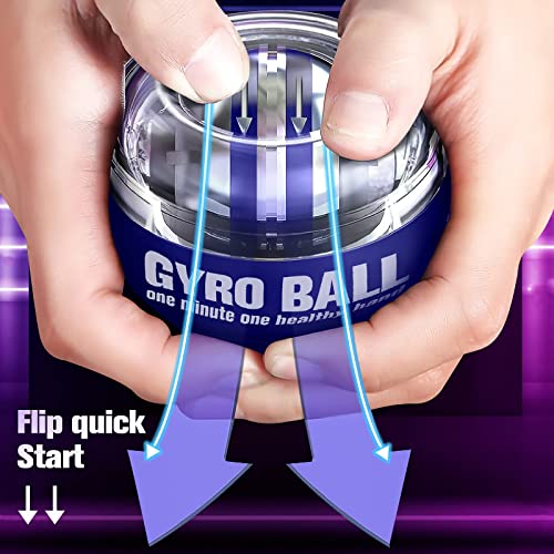 JIN BD Wrist Trainer Ball Auto-Start Strengthener Gyroscopic Forearm Exerciser Gyro for Strengthen Arms, Fingers, Bones and Muscles with LED light,blue