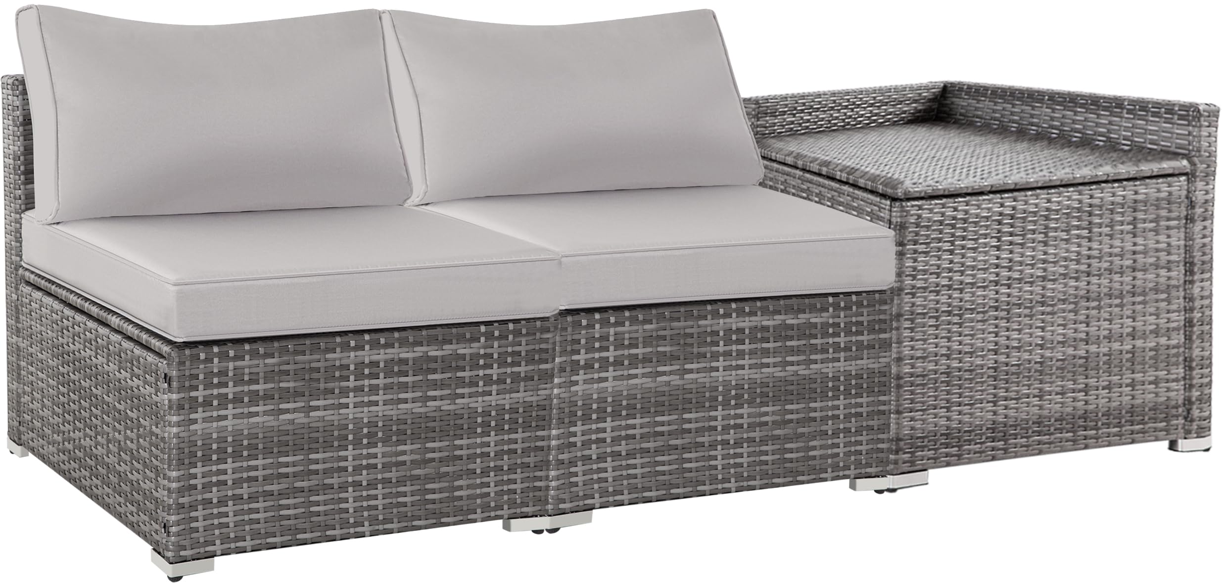 WenHaus 3 Piece Patio Wicker Corner Sofa Set,Outdoor PE Rattan Sofa Furniture for Porch Deck Balcony Pool,2 Sofa w/Storage Box