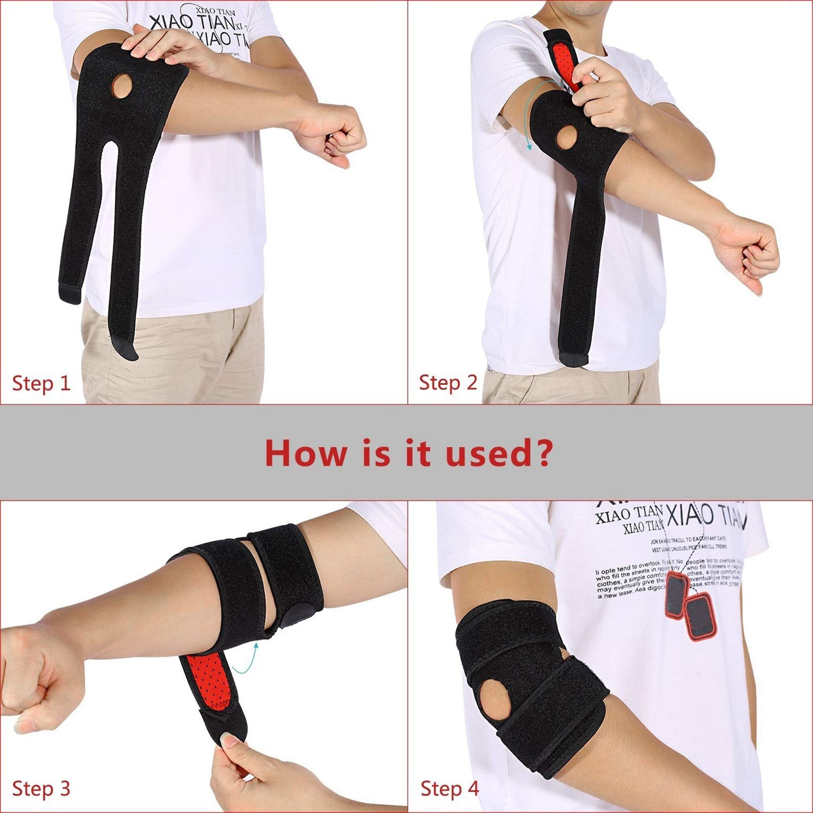 Neoprene Sports Elbow Brace Wrap, Arm Support Strap Band Adjustable for Exercise for Weightlifting for People with Easy Elbow Injuries for Tennis Golfers