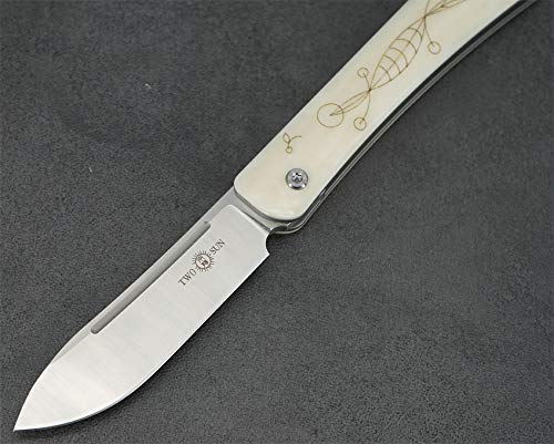 twosun Knives SLIP JOINT M390 Titanium Bone Handle Pocket Folder Knife TS197