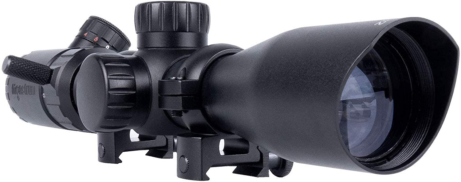 Monstrum 2-7x32 Rifle Scope with Rangefinder Reticle | Monstrum Flip Up Lens Cover Set | Bundle