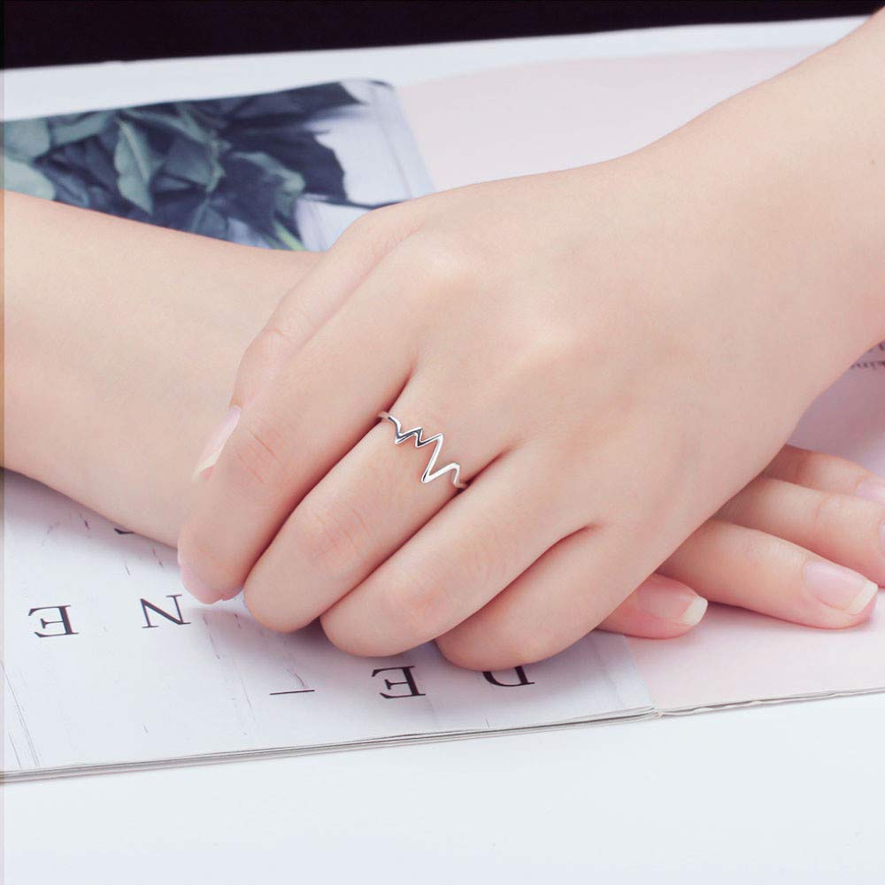 LGSY Heartbeat Rings for Women Sterling Silver