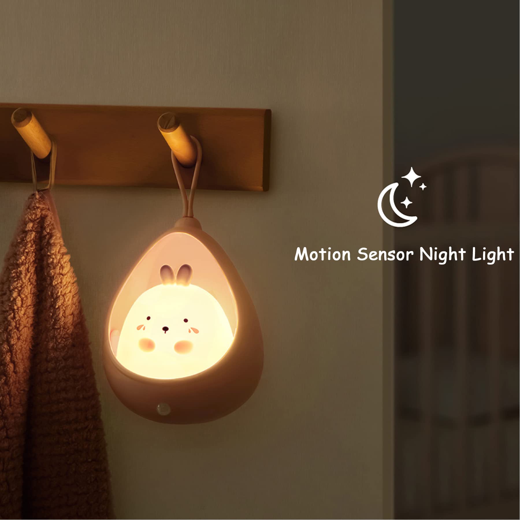 TriPro Cute Kitty Motion Sensor Night Light Wall Lamp,Rechargable,Bedroom Decoration for Kids Baby Toddler Teen Gift (Pink)