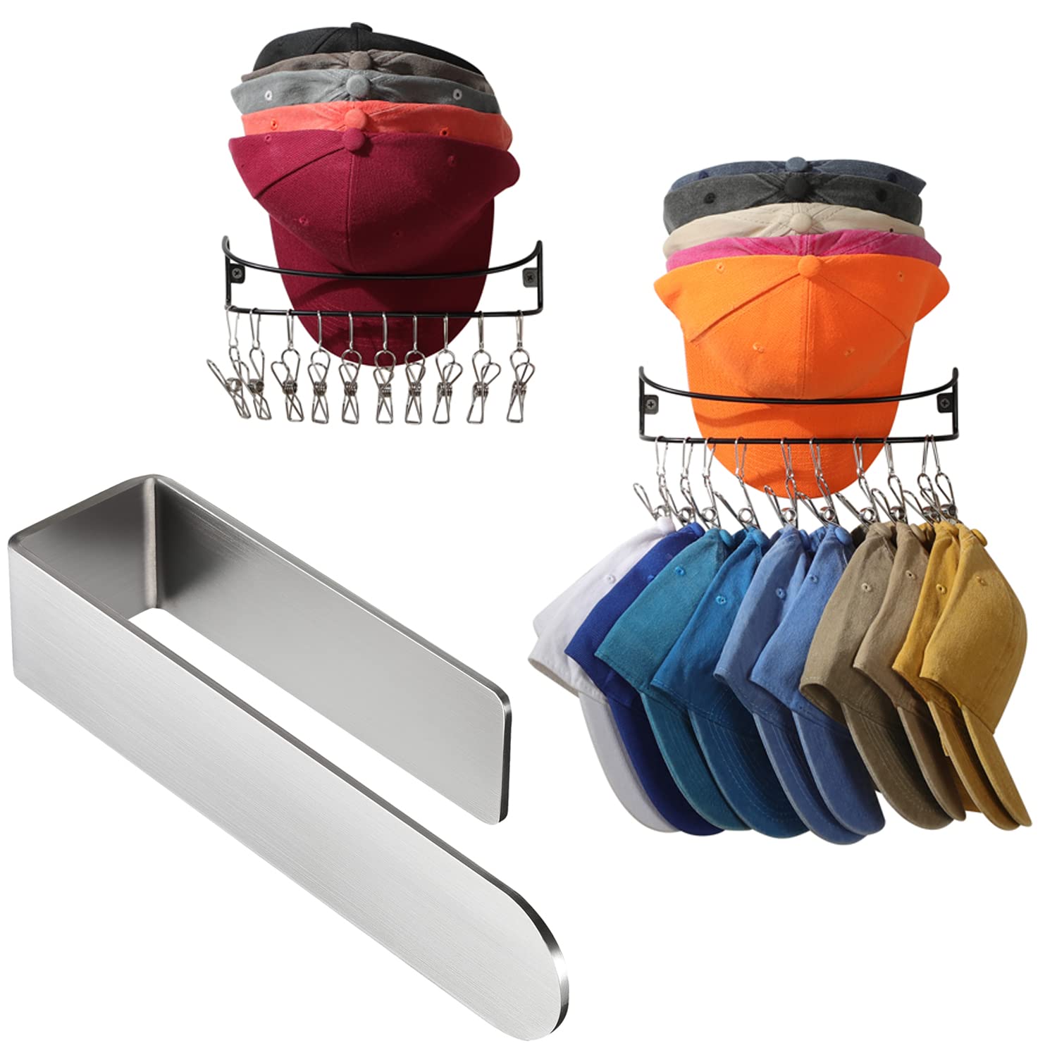 Taozun Hand Towel Holder + Hat Racks for Baseball Caps