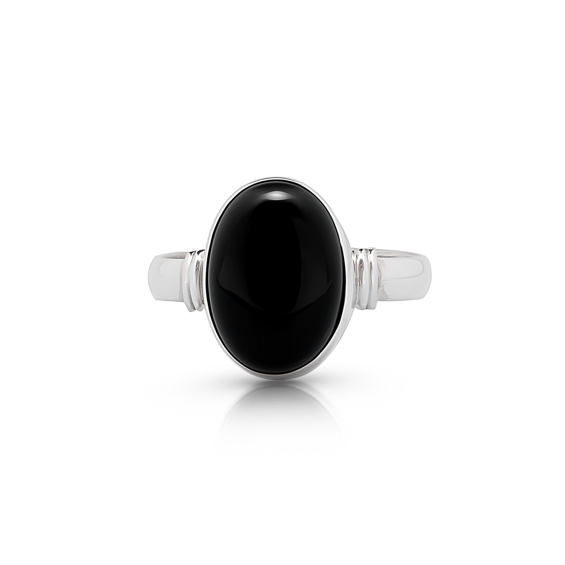 Koral Jewelry Black Onyx Oval Stone Ring 925 Sterling Silver Vintage Boho Chic US Size 7 8 9 (9)