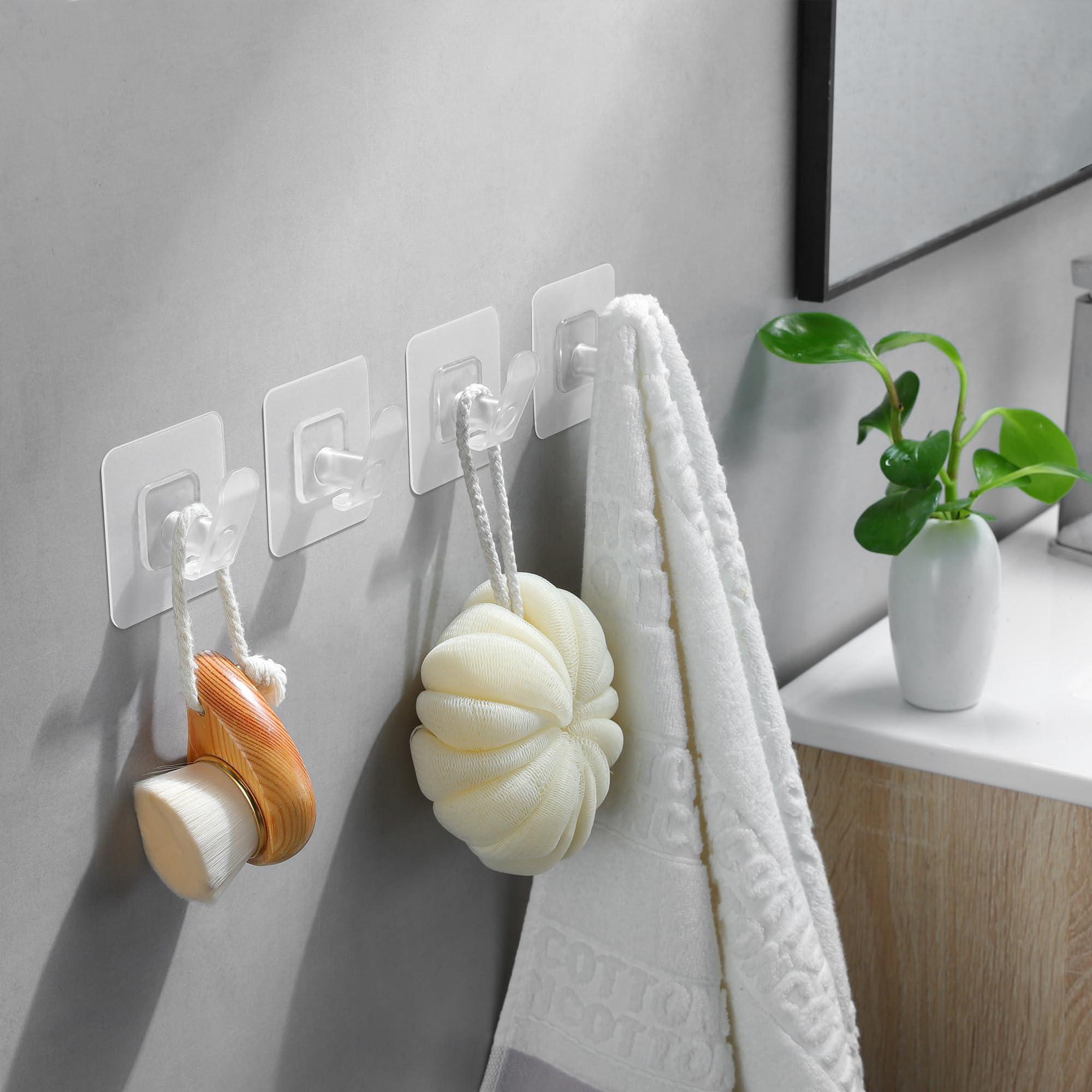 Taozun Towel Holder Towel Bar Towel Rack Adhesive Towel Hooks Clear Hooks