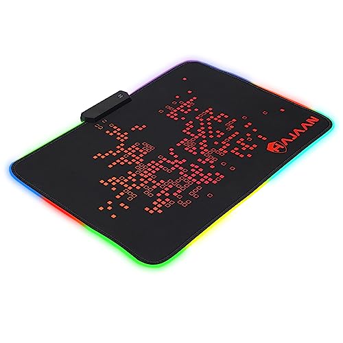 RGB Gaming Mouse Pad Mat- HAJAAN Customizable RGB Lighting Mouse mat with Non-Slip Rubber Base, Soft Computer Mousepad for Gaming and Working -MacBook, PC, Laptop, Desktop- Black