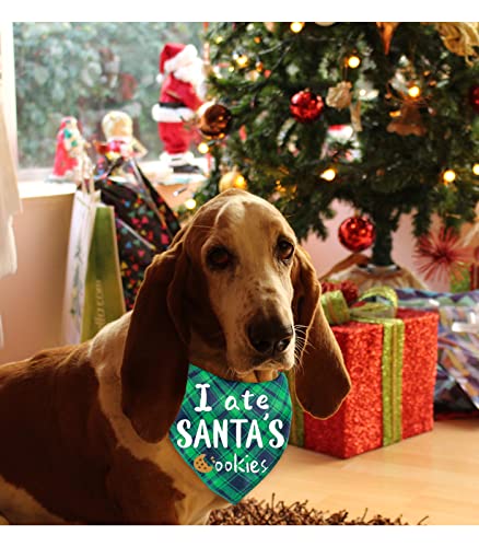 Waghaw Dog Christmas Bandana, 2 Pack Plaid Pets Bandana for Small Medium Large and Extra Large Dogs (Reds, Large)