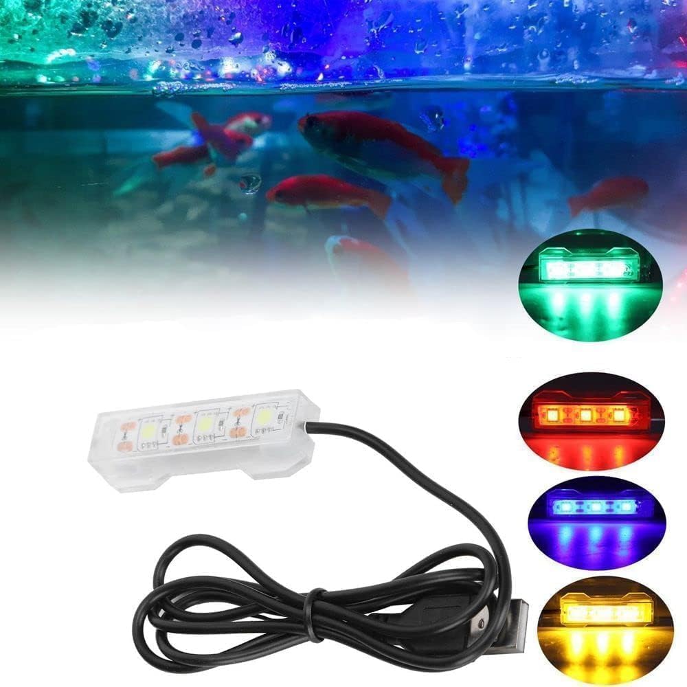 Xinjincang Blue Light Small Aquarium Led Light, Multicolor Led Fish Tank Light for Freshwater Plants Aquarium Accessories,Fish and Aquatic Pets, Pet Supplies, White