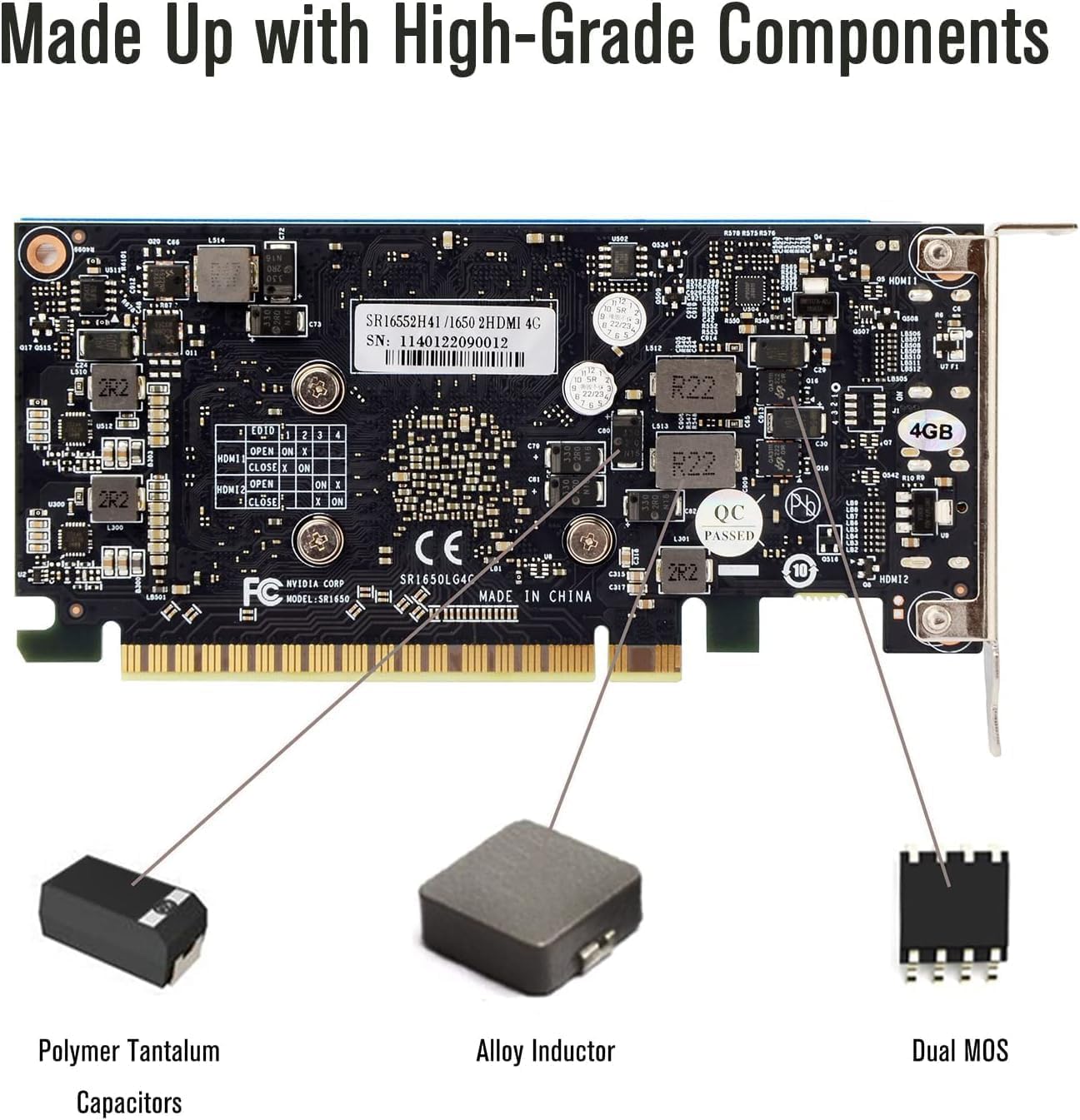 SRhonyra Graphics Card GeForce GTX 1650 LP 4GB GDDR5 Low Profile DP HDMI Multi-Screen Board 128Bit Computer Video Card GPU Super Compact Multi-Display