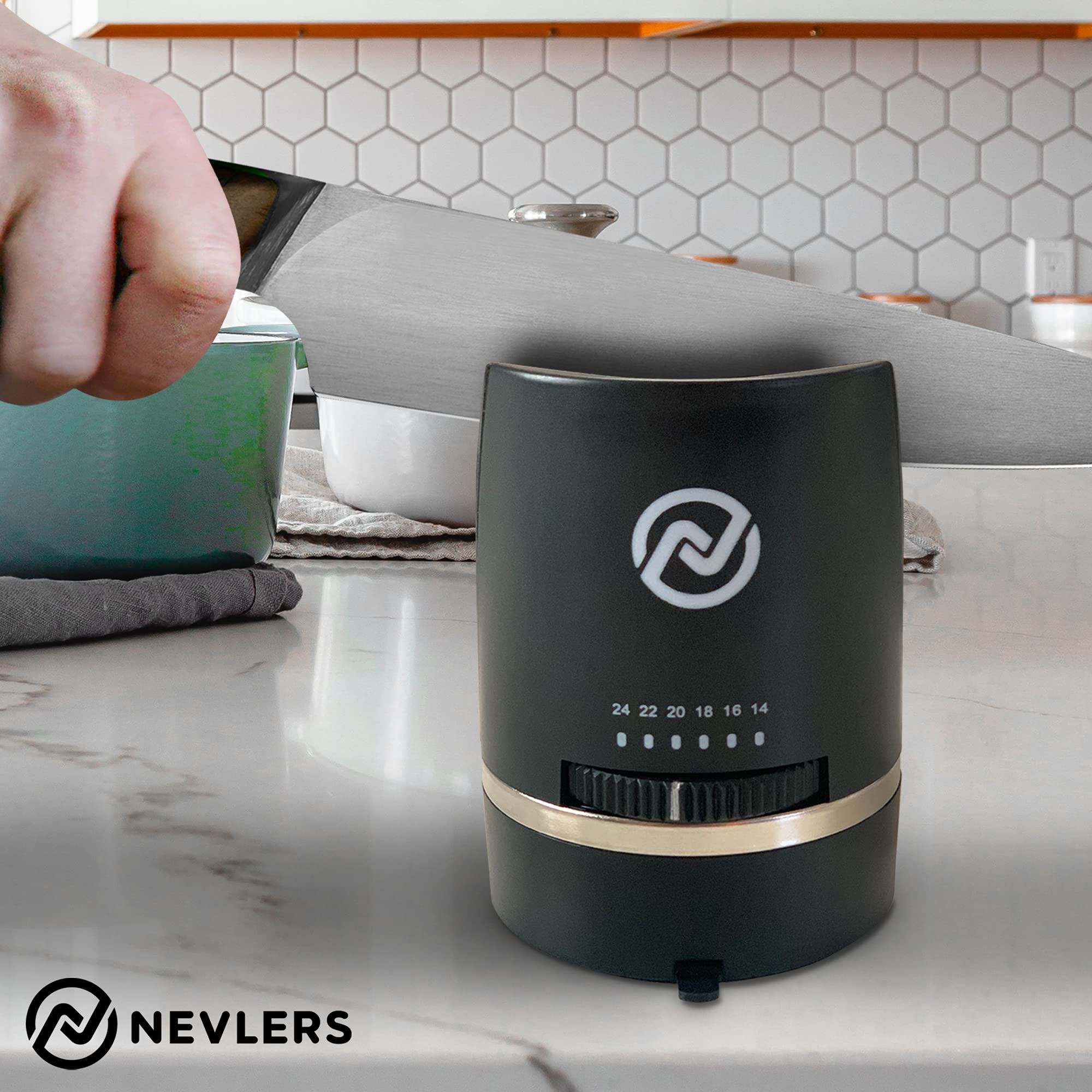Nevlers Adjustable Angle Manual Kitchen Knife Sharpener with Suction Base - These Sharpeners Prep, Repair, Sharpen, & Polish Most Knives in One Easy Step - Mini Brush for Quick & Easy Clean Up - Red
