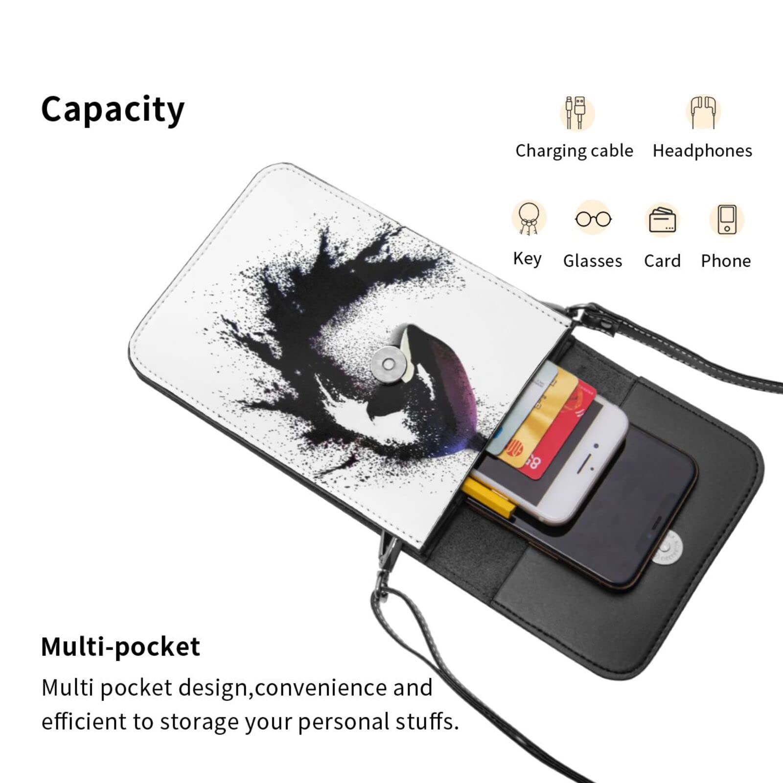 Small Crossbody Bags for Women Killer Whales Pu Leather Cellphone Wallet Purse