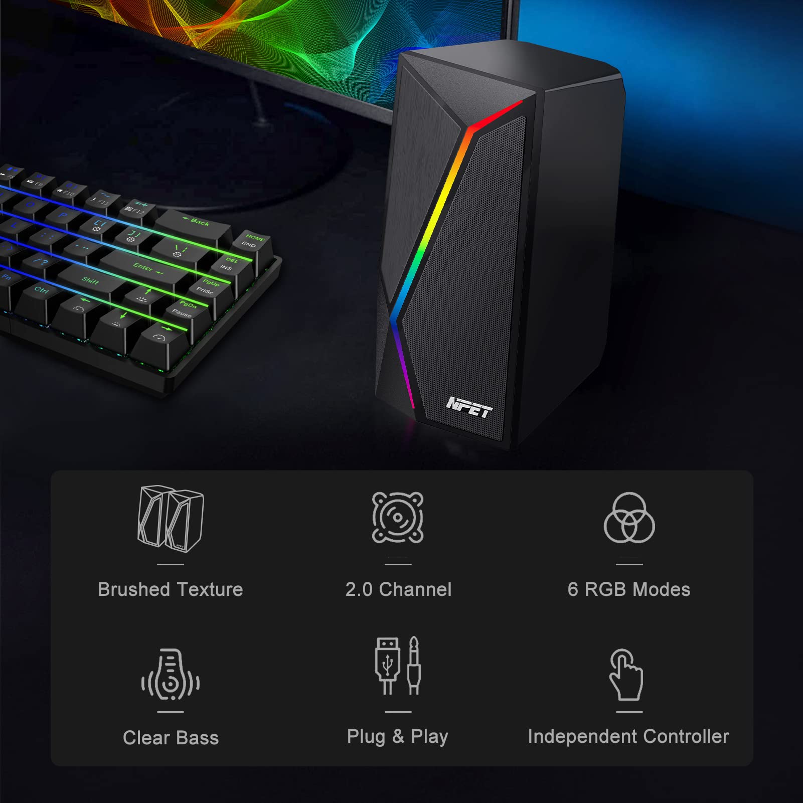 NPET Gaming Keyboard and RGB Computer Speakers