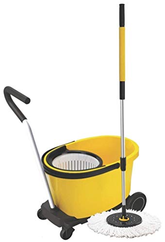 SMOP 360 Spin Mop Commercial, Microfiber, Bucket, Floor Cleaning System for Stores and Households, Cart with Wheels, Replacement Head