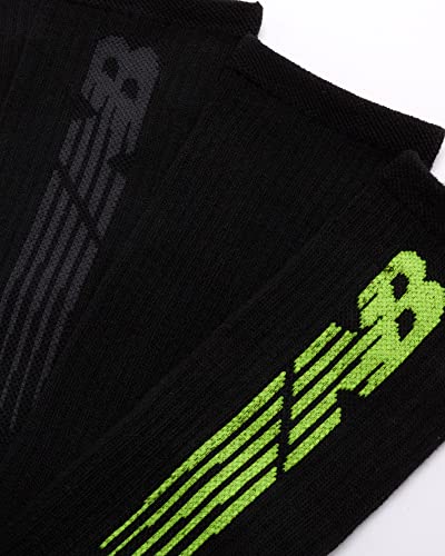 New Balance Men's Athletic Arch Cushion Comfort Crew Socks (5 Pack), Size 6-12.5, Black Logo