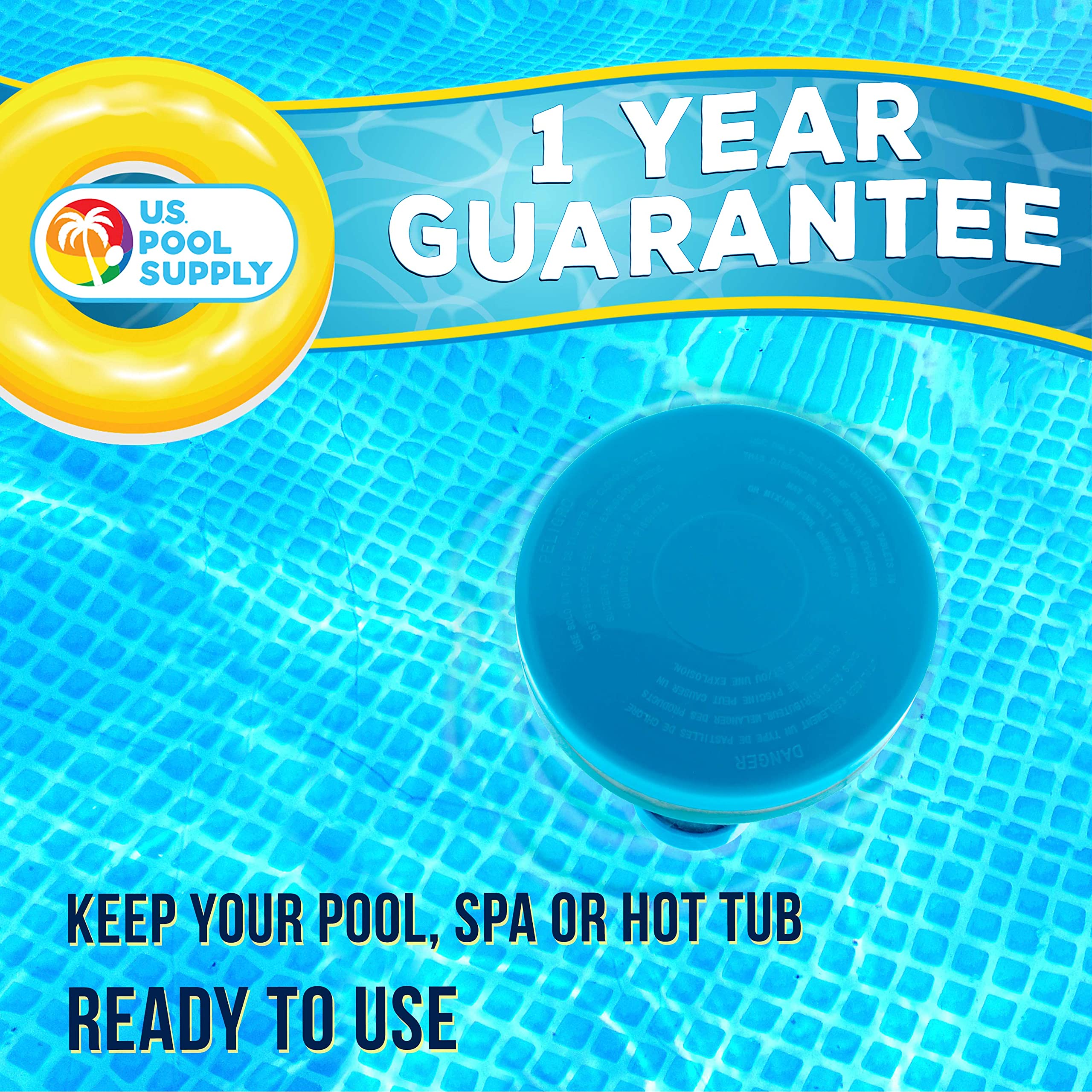 U.S. Pool Supply Floating Spa, Hot Tub & Small Pool Chlorine and Bromine Chemical Dispenser - Holds 1" Tablets, 13 Flow Level Control Setting