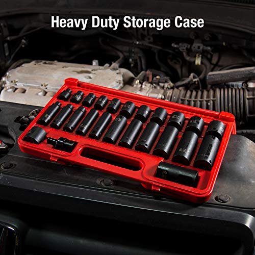 Sunex 3330, 3/8" Drive Master Impact Socket Set, 12 Pt., 29Piece, Metric, 8mm-22mm, Standard/Deep, Cr-Mo Steel, Heavy Duty Storage Case, Includes Universal Joint